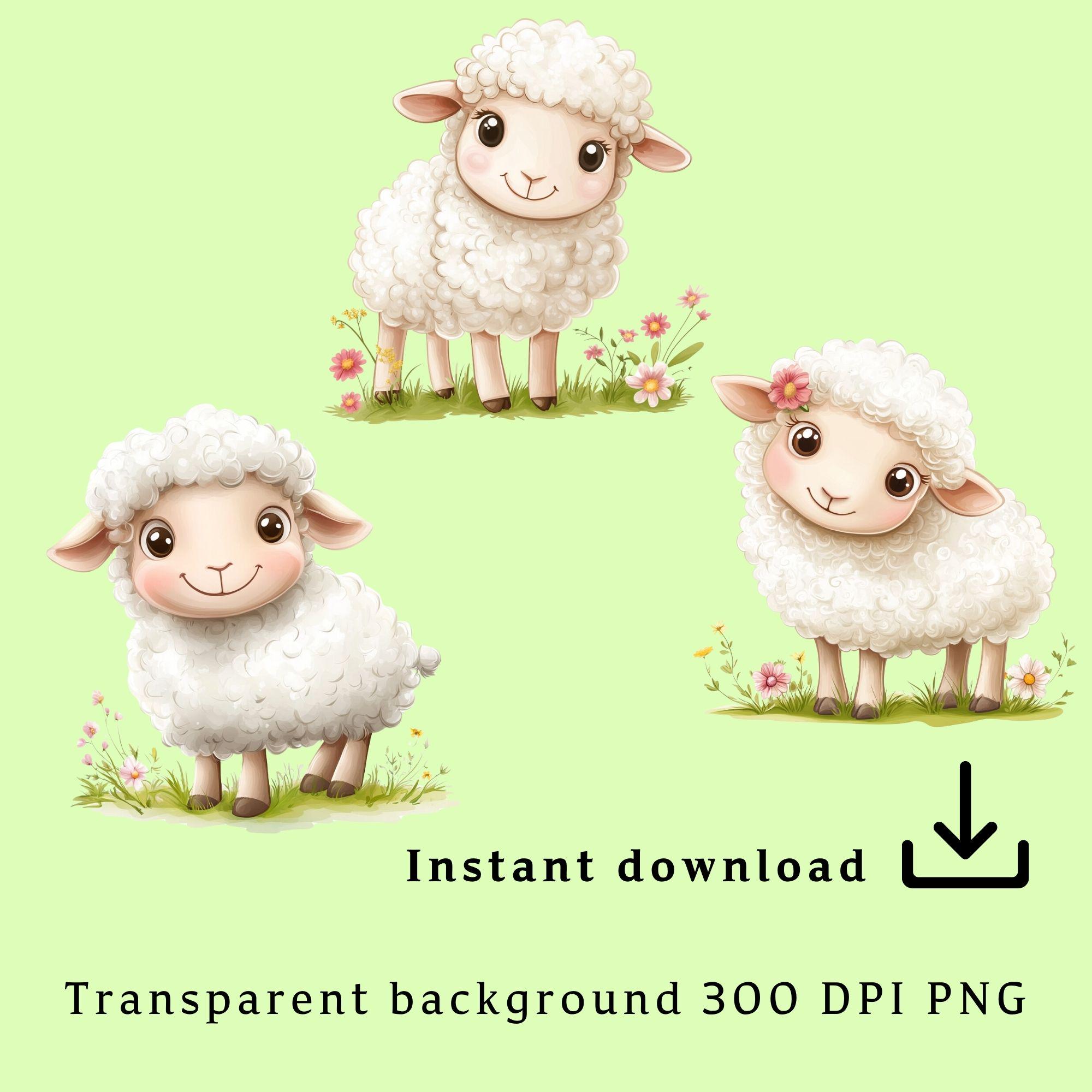Quirky Sheep Clipart, Cute Sheep Clipart, Cartoon Clipart, Sheep Faces ...
