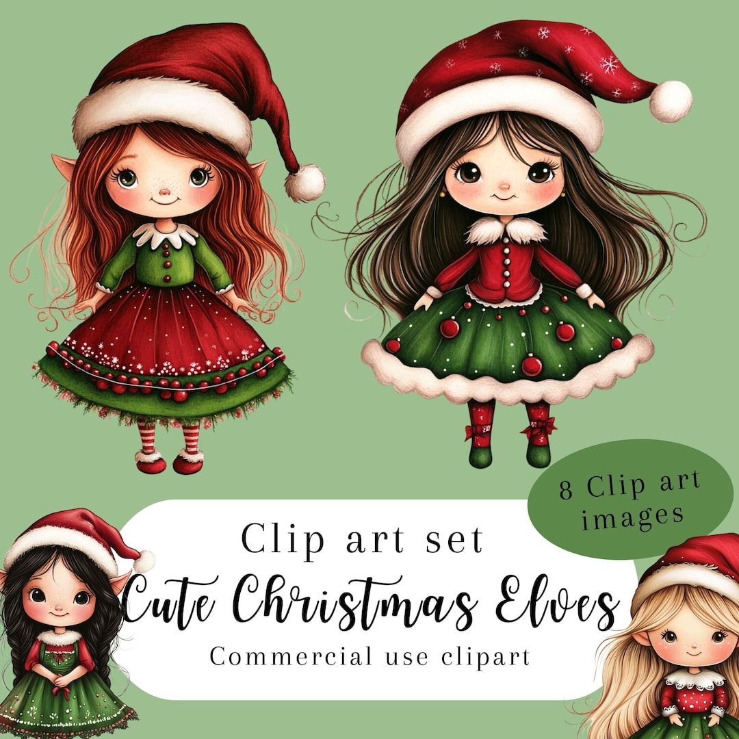 Cute Female Elf Clipart, Christmas Clipart, Christmas Elf Png, Elves ...