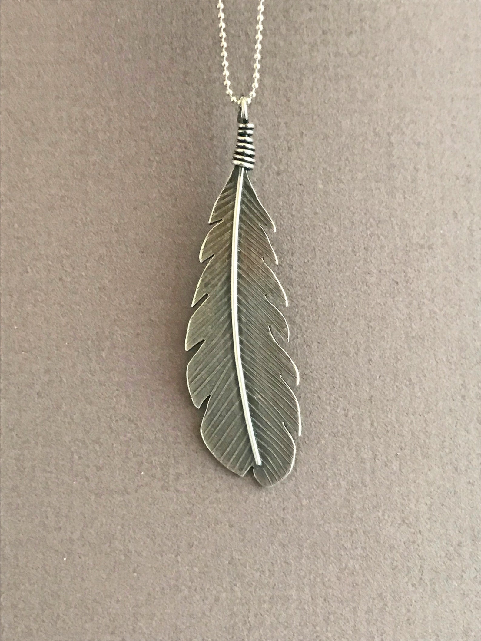 Split Feather Pendant - Etsy