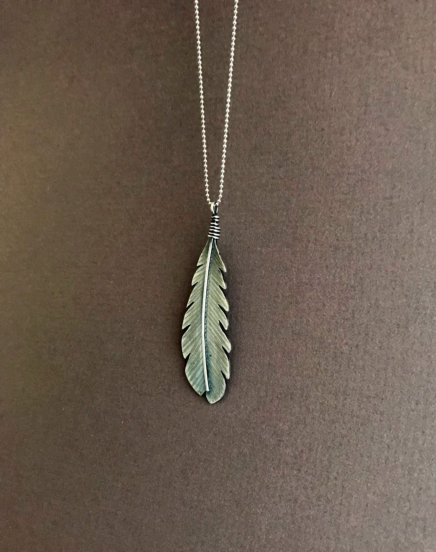 Split Feather Pendant - Etsy
