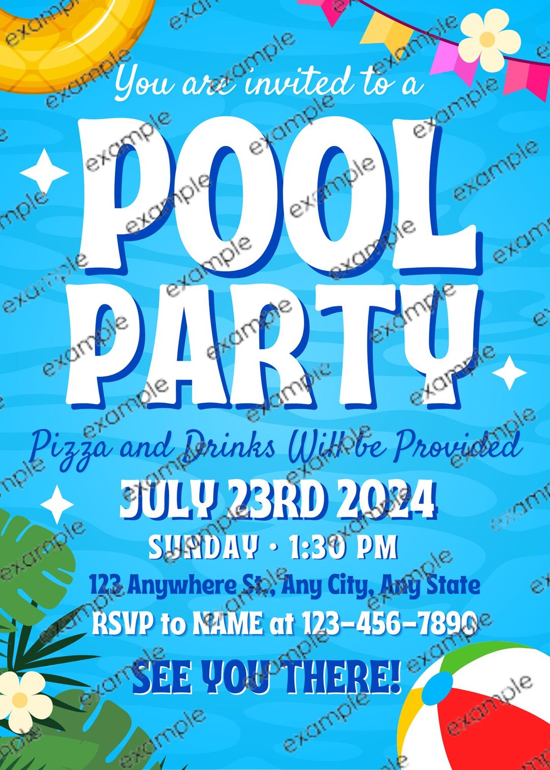 Custom Pool Party Invitation - Etsy