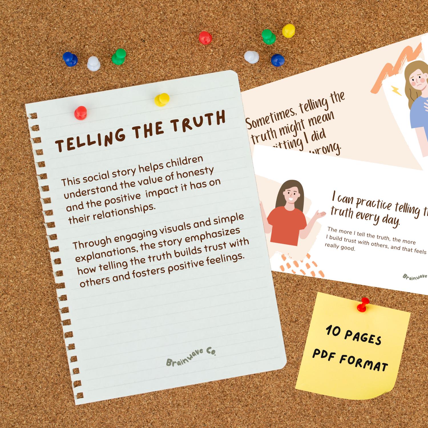 Telling the Truth Social Story: Autism, Speech Therapy (digital ...