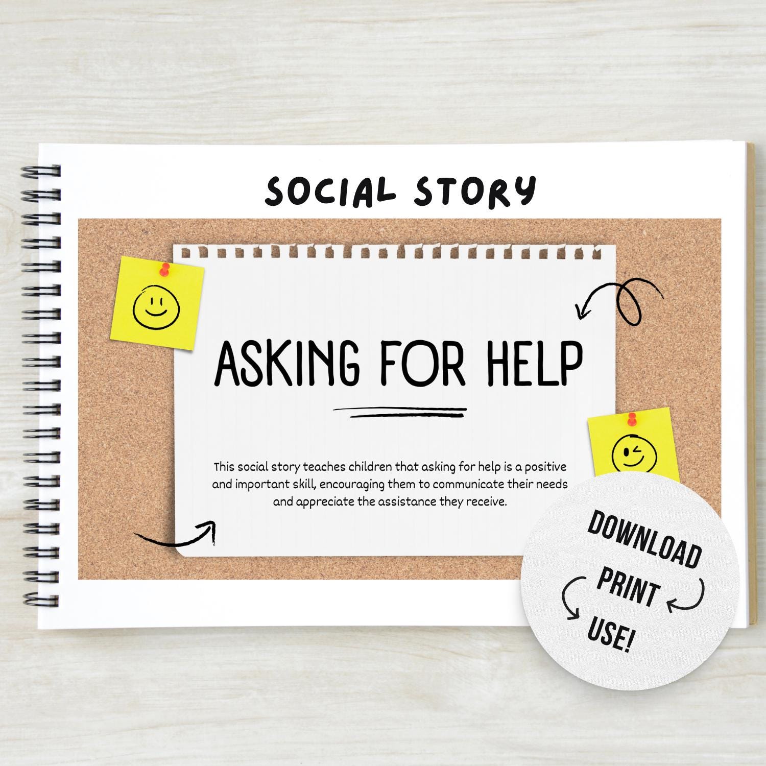 Asking for Help: Social Story for Speech Therapy & Autism Visual Aid ...
