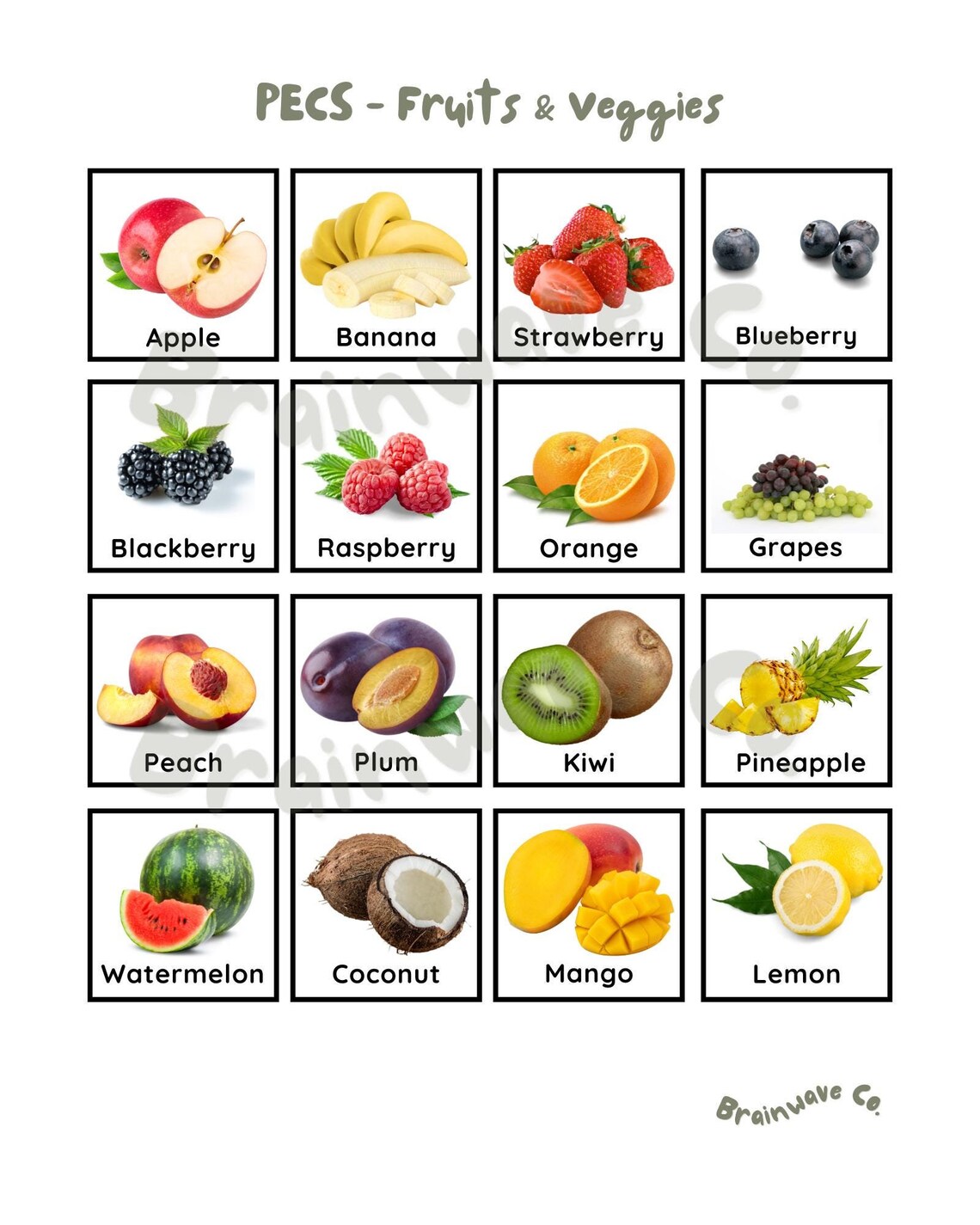 PECS Fruits & Veggies - Etsy