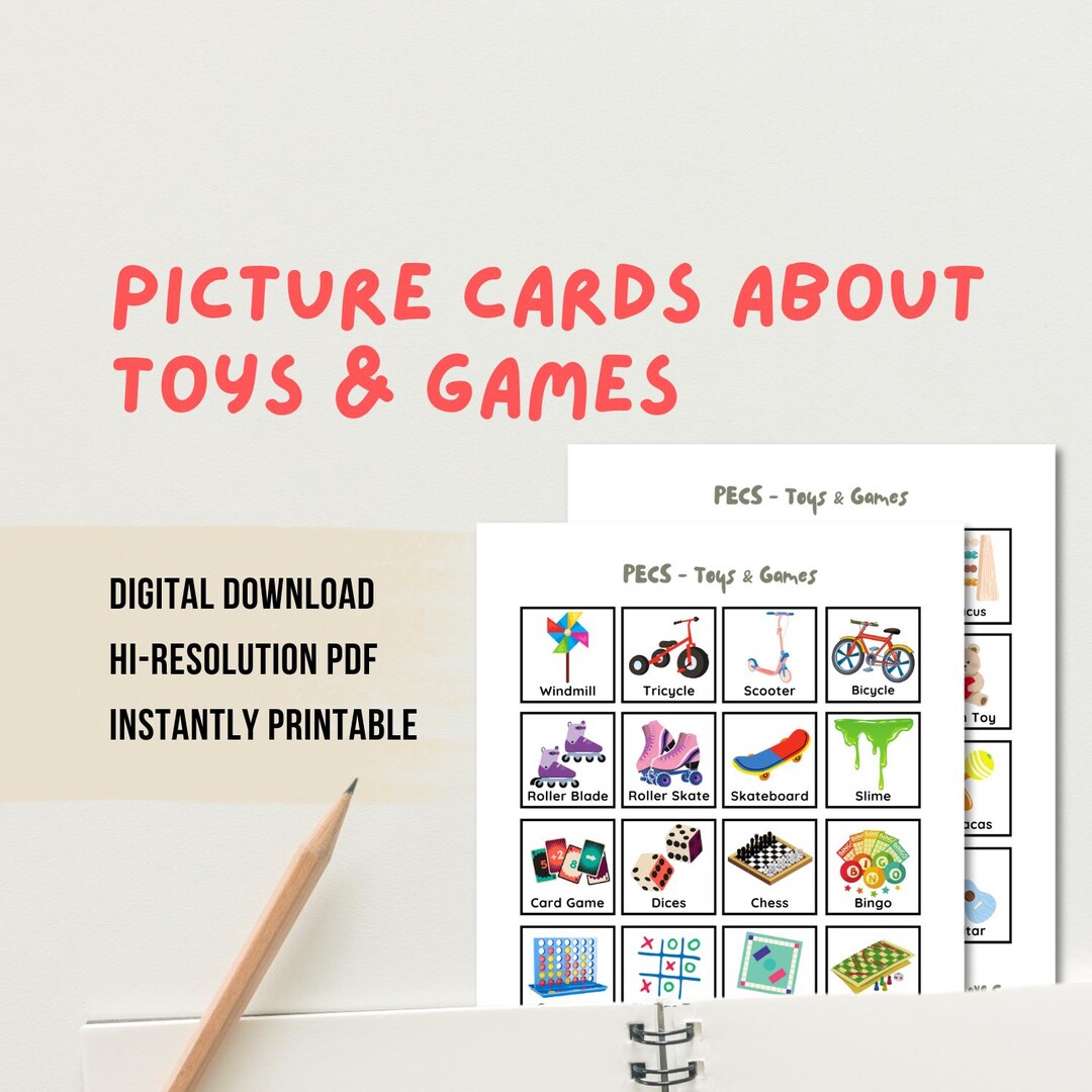 Toys & Games Picture Cards: Autism Communication Visual Aids (digital ...