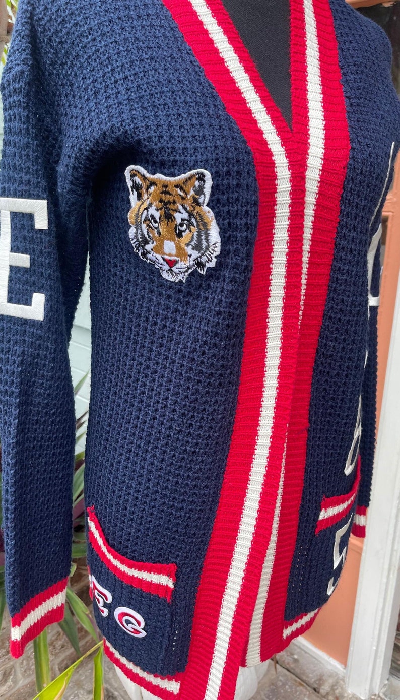 1985 Vintage Varsity Tiger Cardigan - Etsy