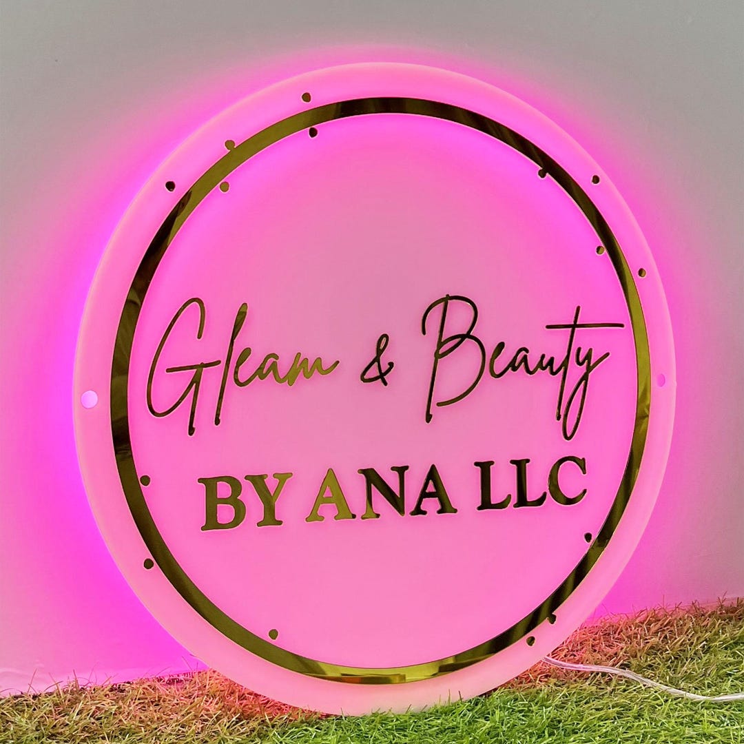 Glam and Beauty Salon Backlit Sign, Backlit Logo Salon Sign, Nail ...
