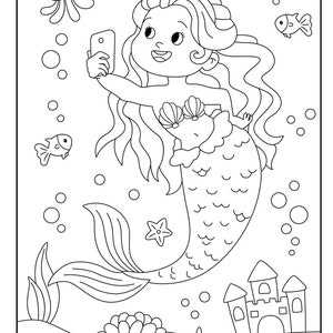 10 Pages Cute Mermaid Coloring Pages for Kids Children Boys and Girls ...
