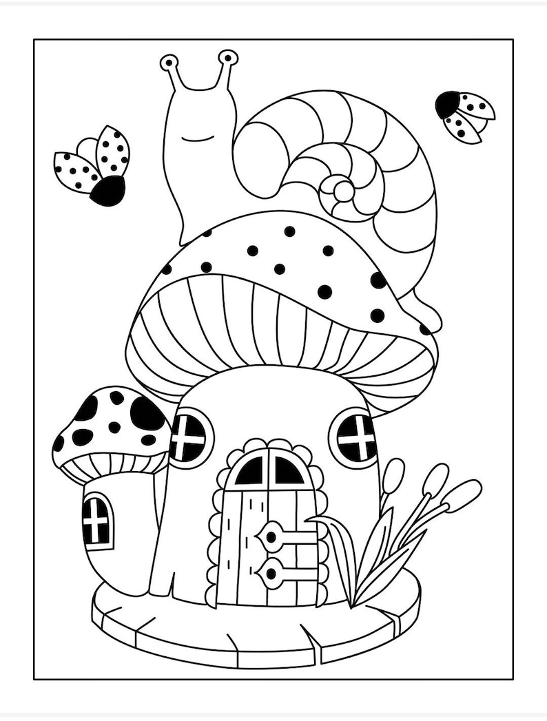 10 Pages Cute Mushroom Coloring Pages for Kids Children Boys and Girls ...