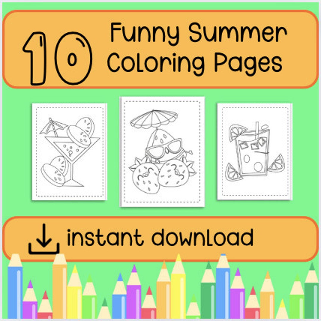 10 Pages Funny Summer Coloring Pages for Kids Children Boys and Girls ...