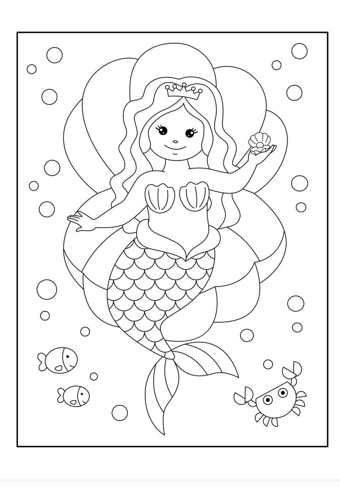 10 Pages Cute Mermaid Coloring Pages for Kids Children Boys and Girls ...