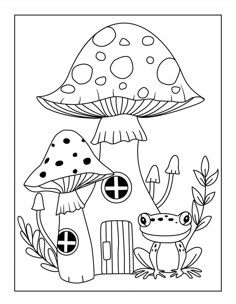 10 Pages Cute Mushroom Coloring Pages for Kids Children Boys and Girls ...
