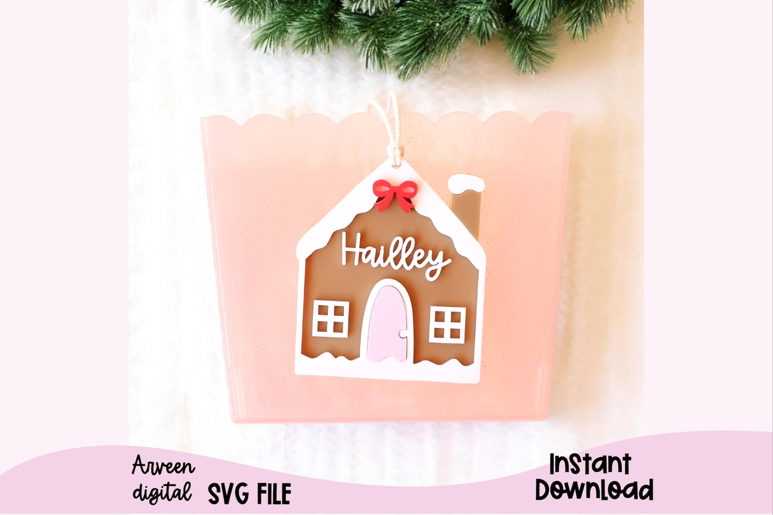 Gingerbread House SVG File, Christmas SVG, Stocking Tag SVG, Laser File ...