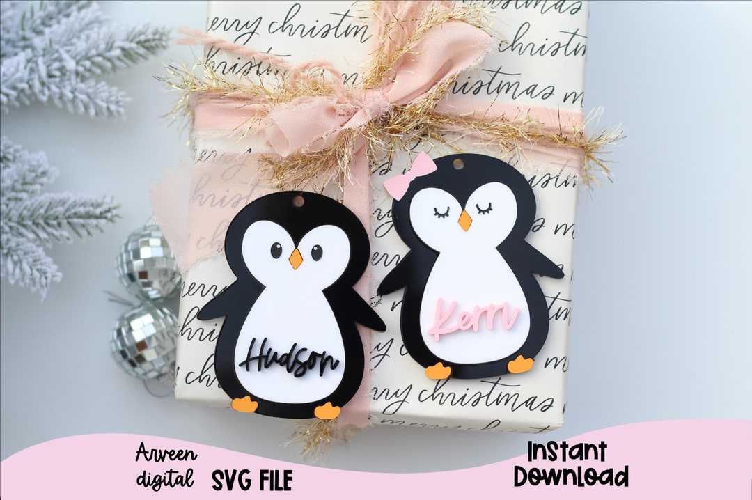 Penguin Gift Tag SVG, Christmas Stocking Tag SVG, Laser Cut File - Etsy