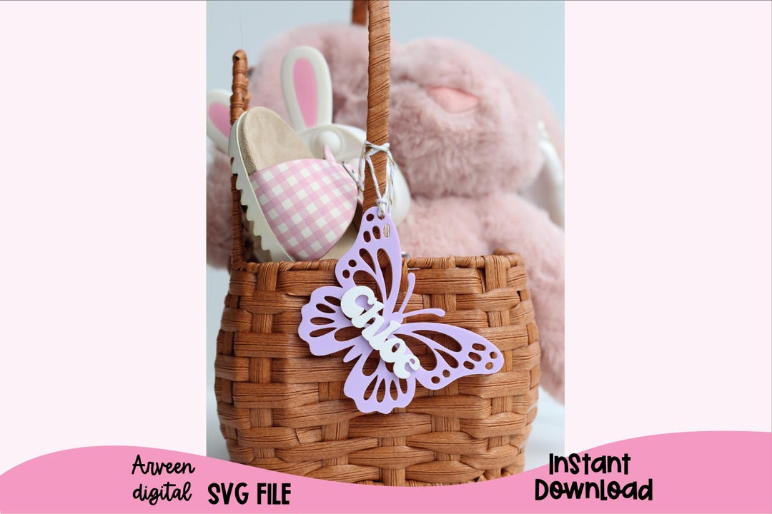 Butterfly Tag SVG, 3D Butterfly Tag SVG, Easter Tag SVG File, Digital ...