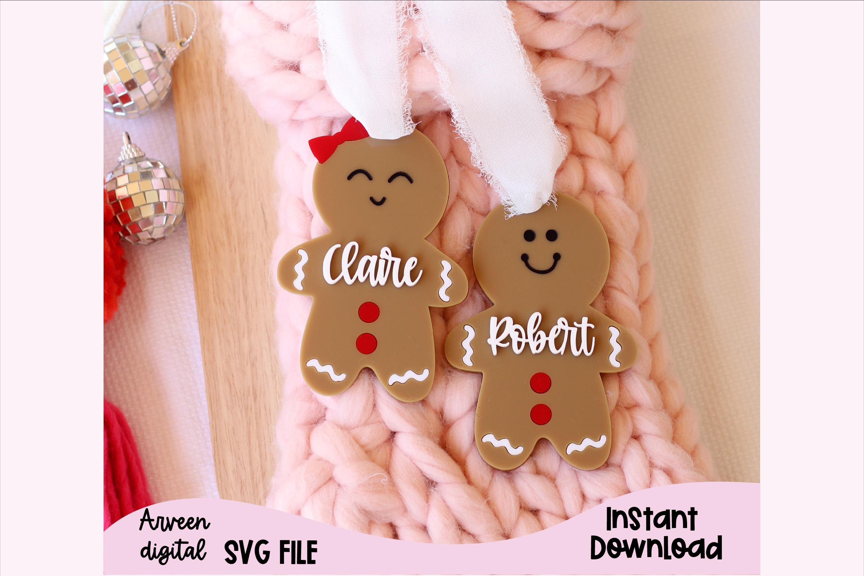 Gingerbread Ornament SVG File, Kids Gingerbread Name Tag SVG File ...