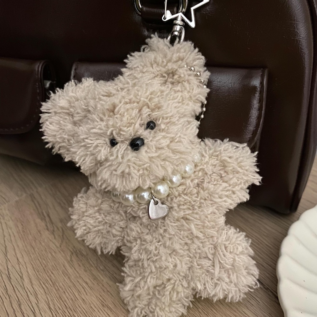 Handmade Teddy Bear Bag Charm Accessories Cute Aesthetic Simple Fluffy ...