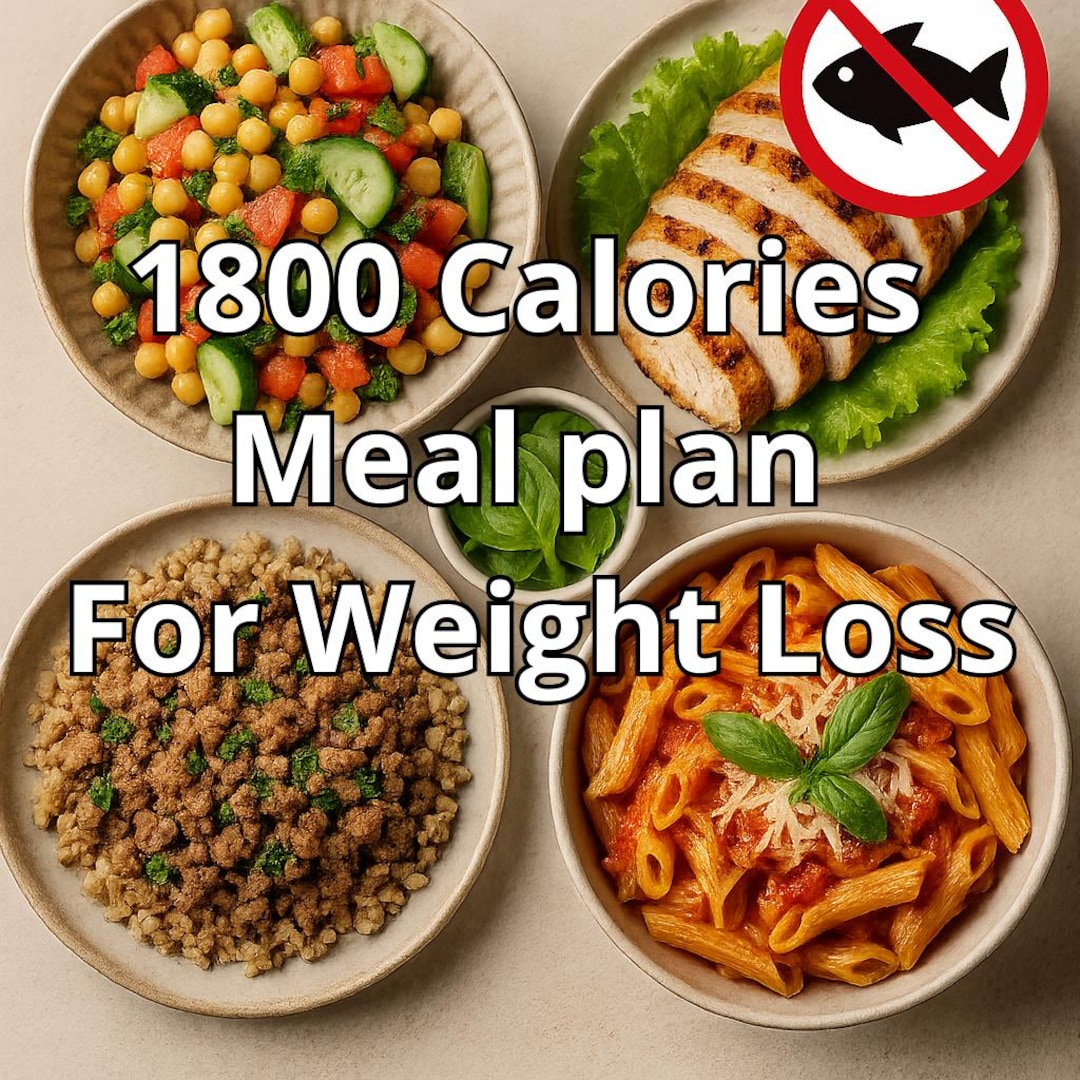 1800 Calorie Meal Plan: 7-day No-fish Menu (printable PDF) - Etsy