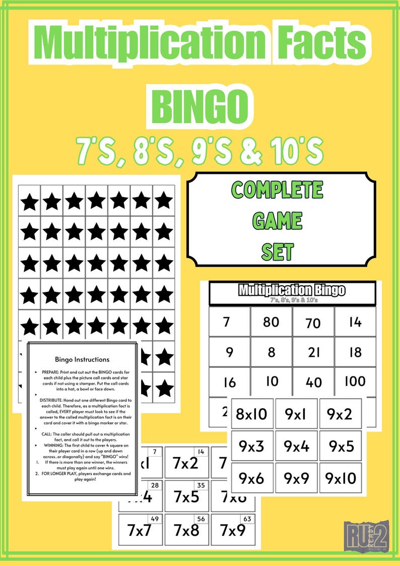Multiplication Bingo: 7-10 Times Tables, Classroom Game (printable) - Etsy