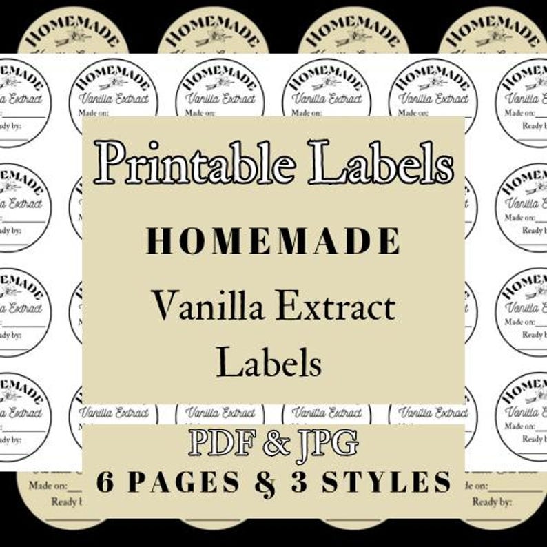 Vanilla Extract Printable Labels! 6 Printable Pages in PDF and JPG ...