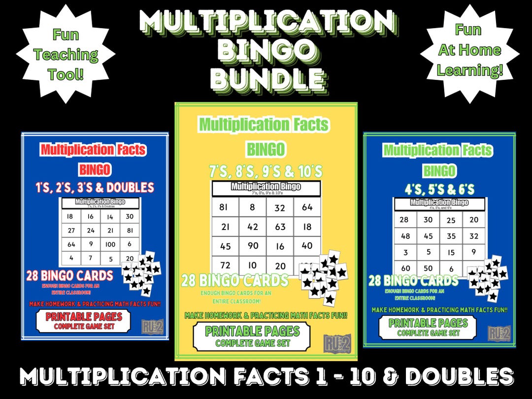 Multiplication Facts BINGO Bundle! Printable Pages for Teachers and Fun ...