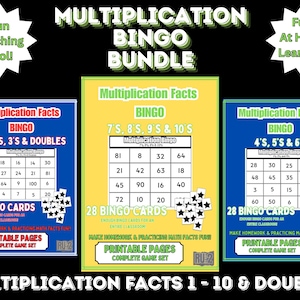 Multiplication Facts BINGO Bundle Printable Pages for Teachers and Fun ...