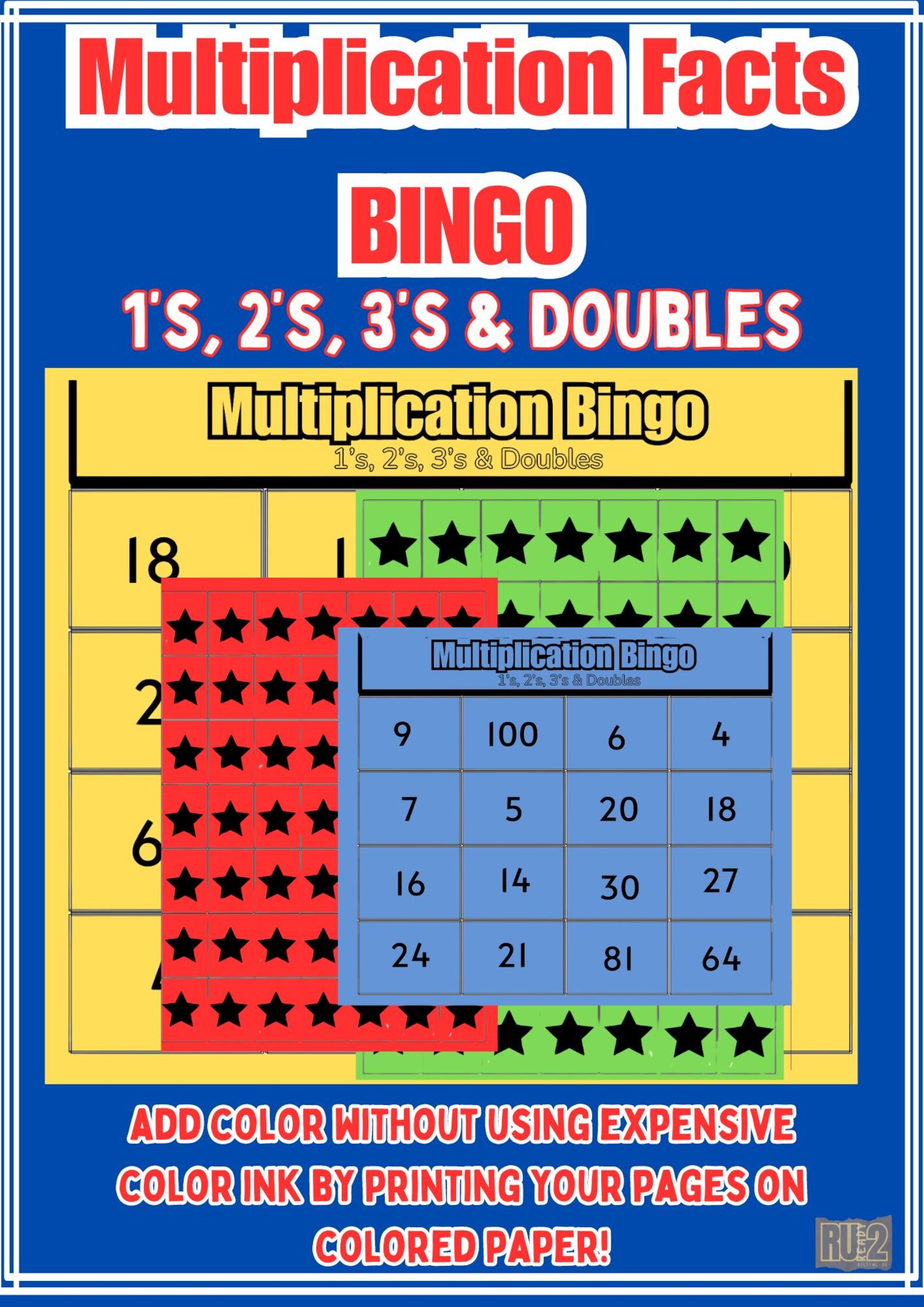 Multiplication Facts Bingo: 1's, 2's, 3's & Doubles (printable) - Etsy
