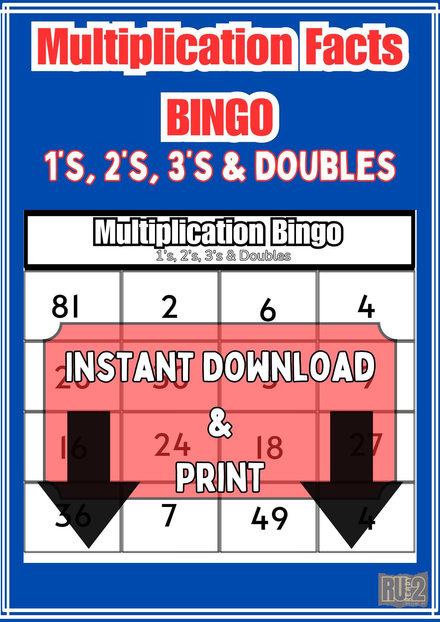 Multiplication Facts Bingo: 1's, 2's, 3's & Doubles (printable) - Etsy
