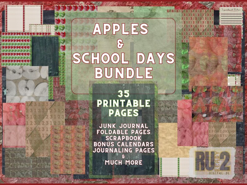 Apples and School Days Bundle Printable Pages! Instant Download and ...