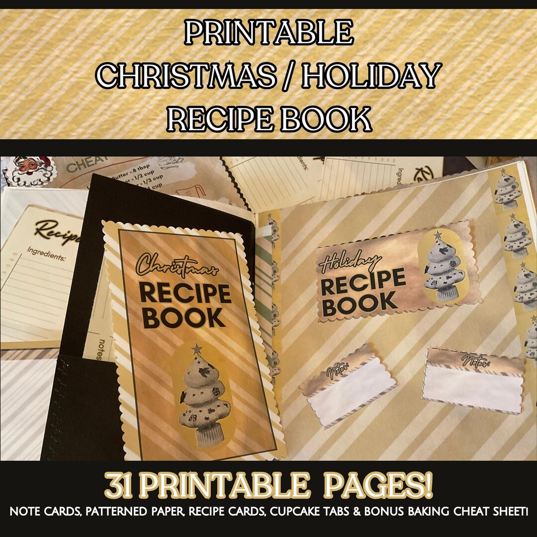 Printable Christmas Holiday Recipe Book: 31 Page DIY Binder (digital ...