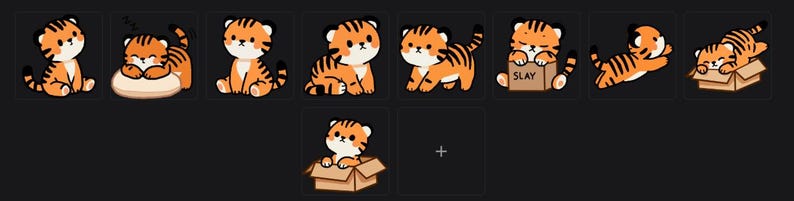 Kawaii Tiger 9 Emote Pack | Cute Digital Download | Adorable Tiger ...