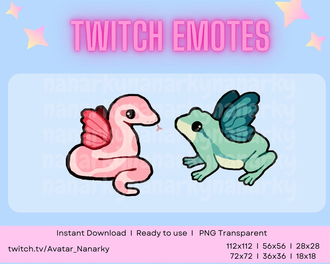 Cute Animal Twitch Emotes | Snake and Frog With Wings | Kawaii Chibi ...