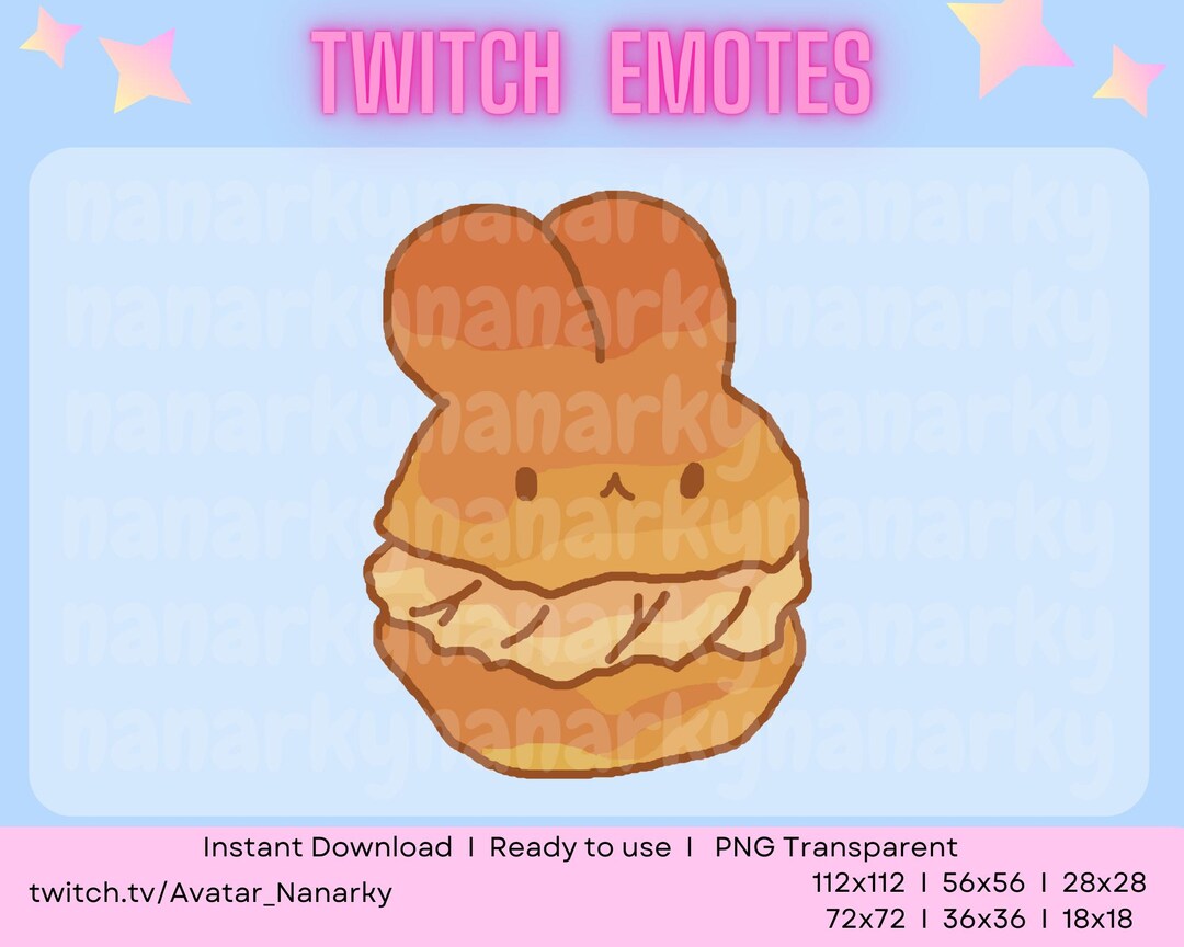 Bunny Pastry Twitch Emote: Kawaii Dessert Illustration (instant ...