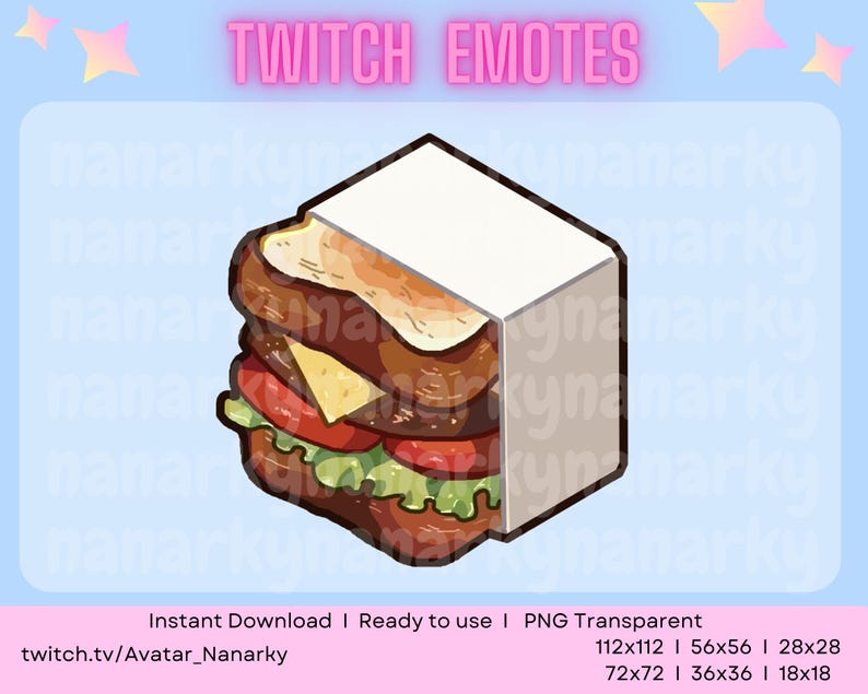 Cute Layered Sandwich Emotes for Twitch & Discord - Adorable Food Icons ...