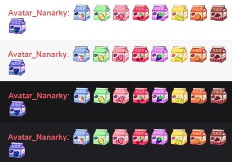 Kawaii Fruit Milk Carton Emotes for Twitch, Tiktok, Youtube & Discord ...