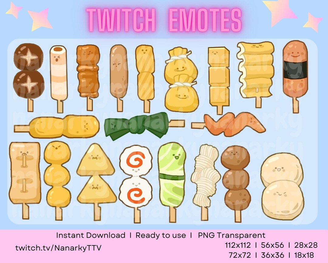 Kawaii 20 Food Emotes | Cute Digital Emoji for Streamers & Gamers ...