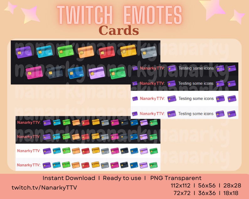 12 Pack Card Emotes – Colorful Bank Cards for Streamers – Instant ...