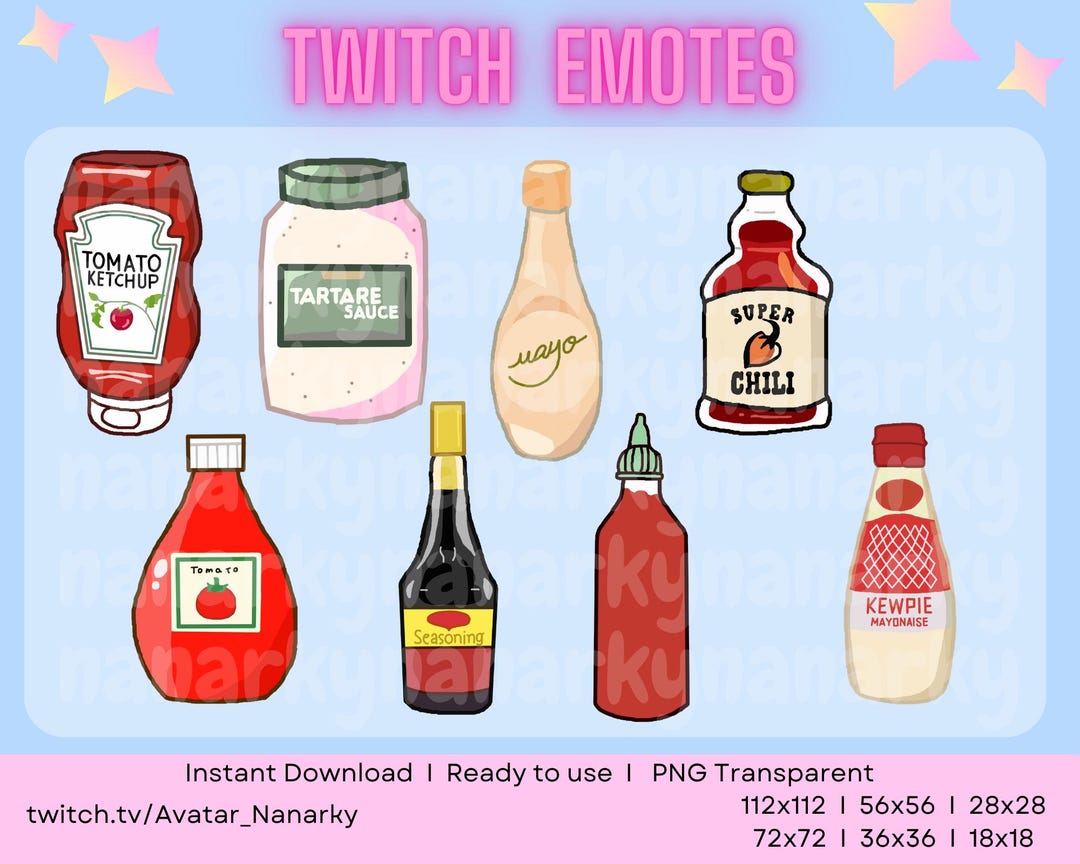 Cute Sauce Emotes for Discord & Twitch | Ketchup, Mayo, Hot Sauce ...