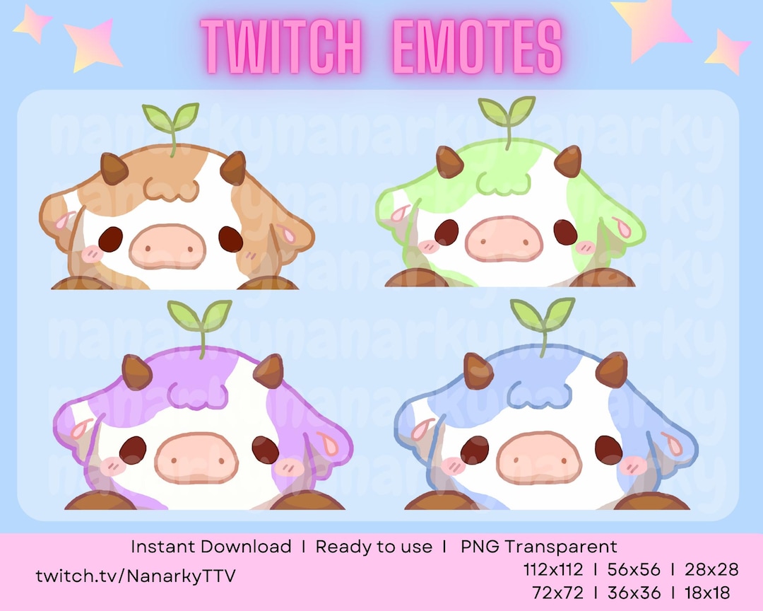 Kawaii Cows Emotes | Cute Cow Illustrations | Adorable Cow Emotes ...