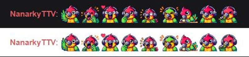 Parrot Emotes 9 Pack for Twitch & Discord | Colorful Streamer Emotes ...
