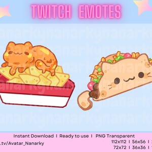 Kawaii Cat Tacos and Nachos Emotes - Instant Download | Twitch ...