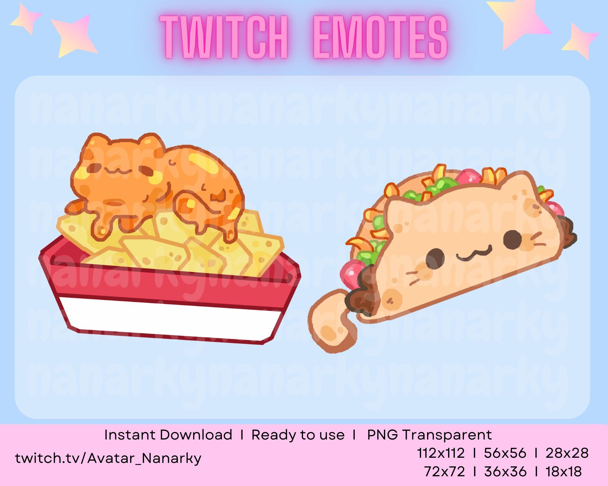 Kawaii Cat Tacos and Nachos Emotes - Instant Download | Twitch ...