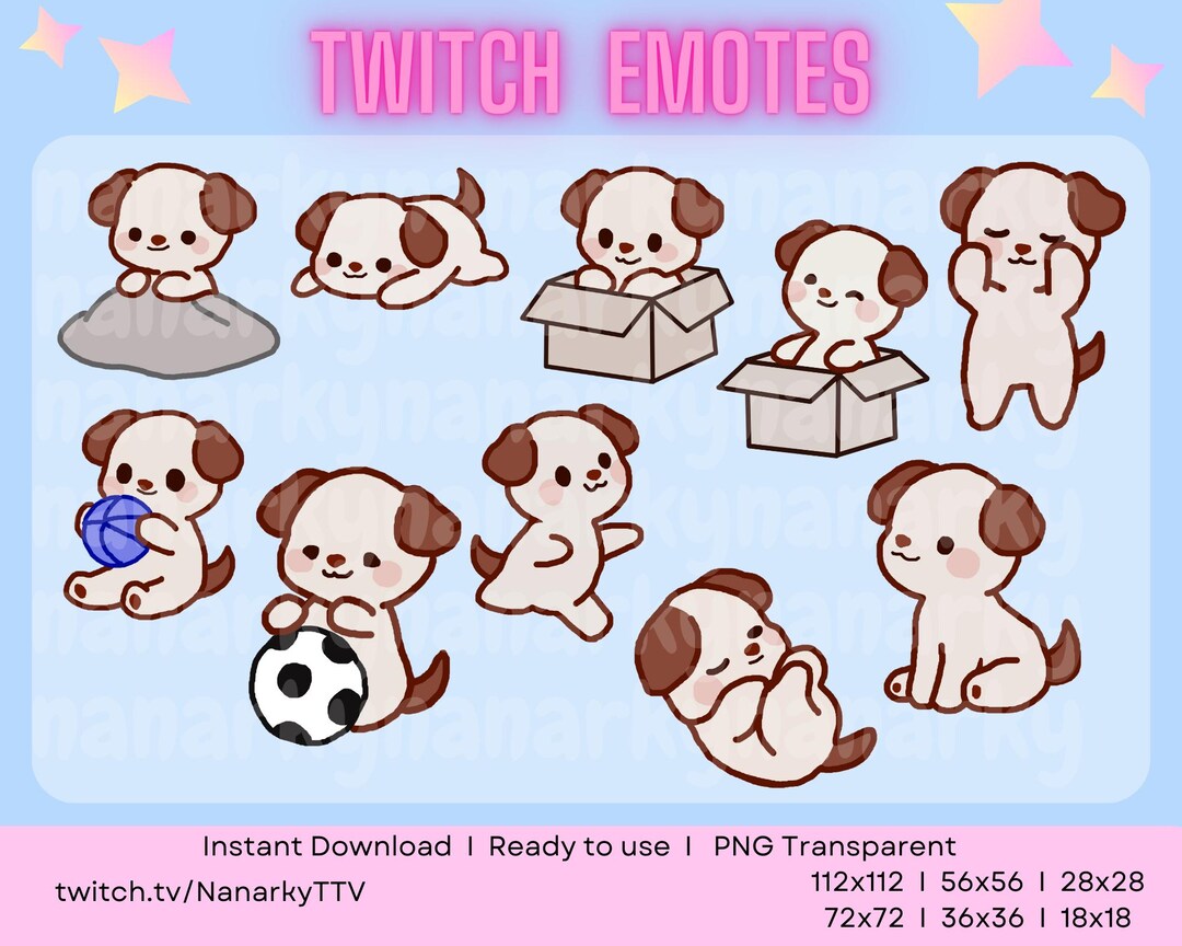 Kawaii Puppy 10 Emote Pack | Cute Digital Download | Adorable Puppy ...