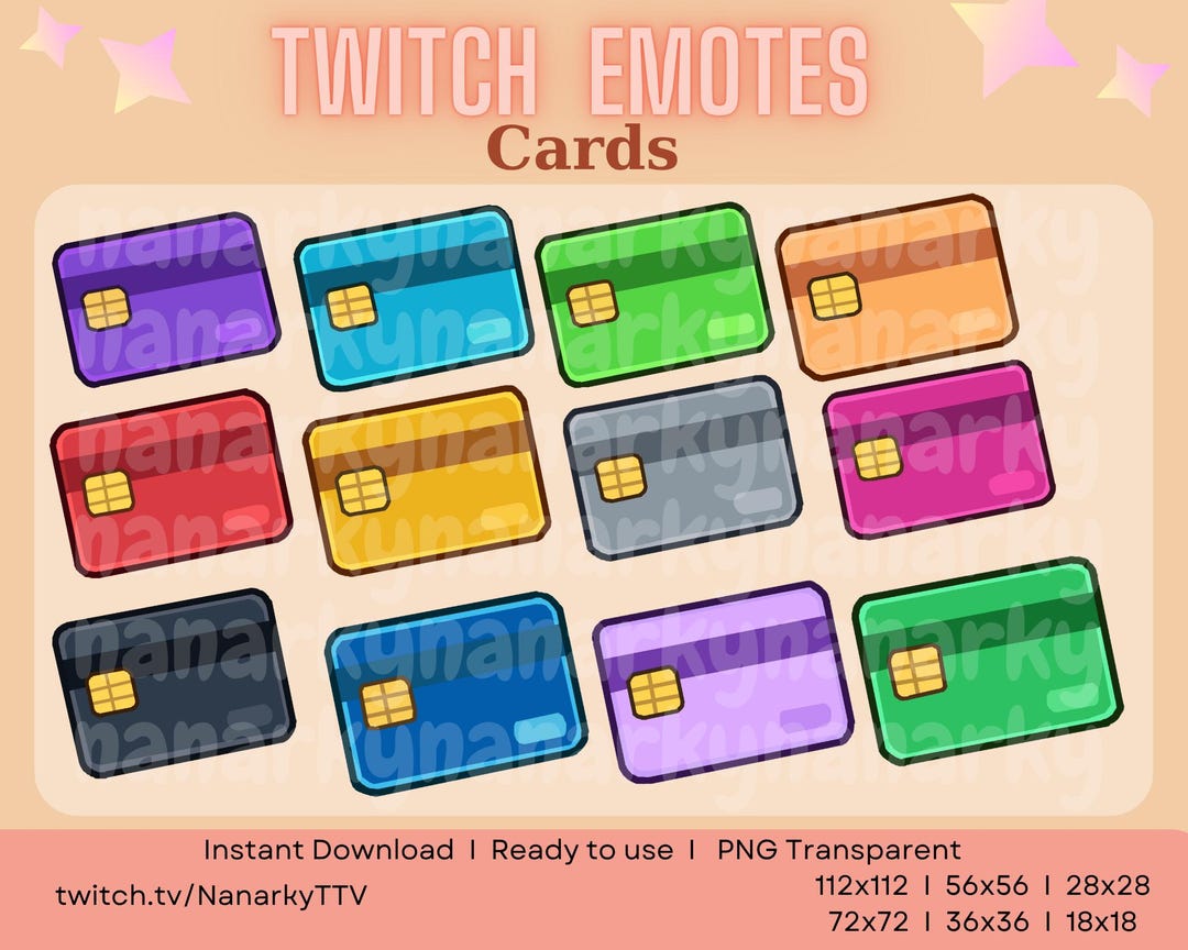 12 Pack Card Emotes – Colorful Bank Cards for Streamers – Instant ...