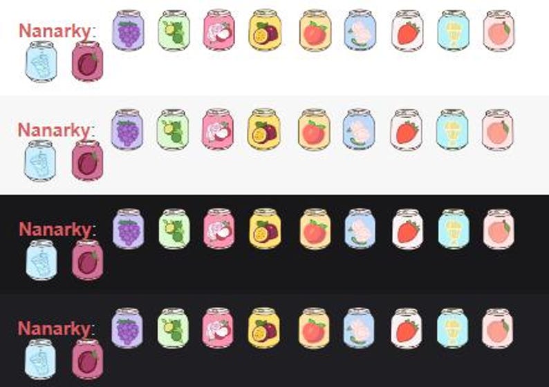Kawaii Fruit Juice Emote Set for Twitch, Youtube, Discord (instant ...