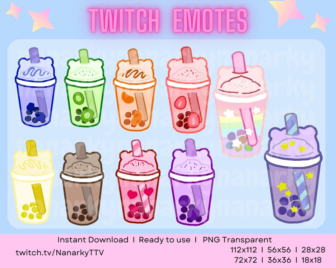 Adorable Boba Tea Emotes and Badges for Twitch, Discord, and More ...