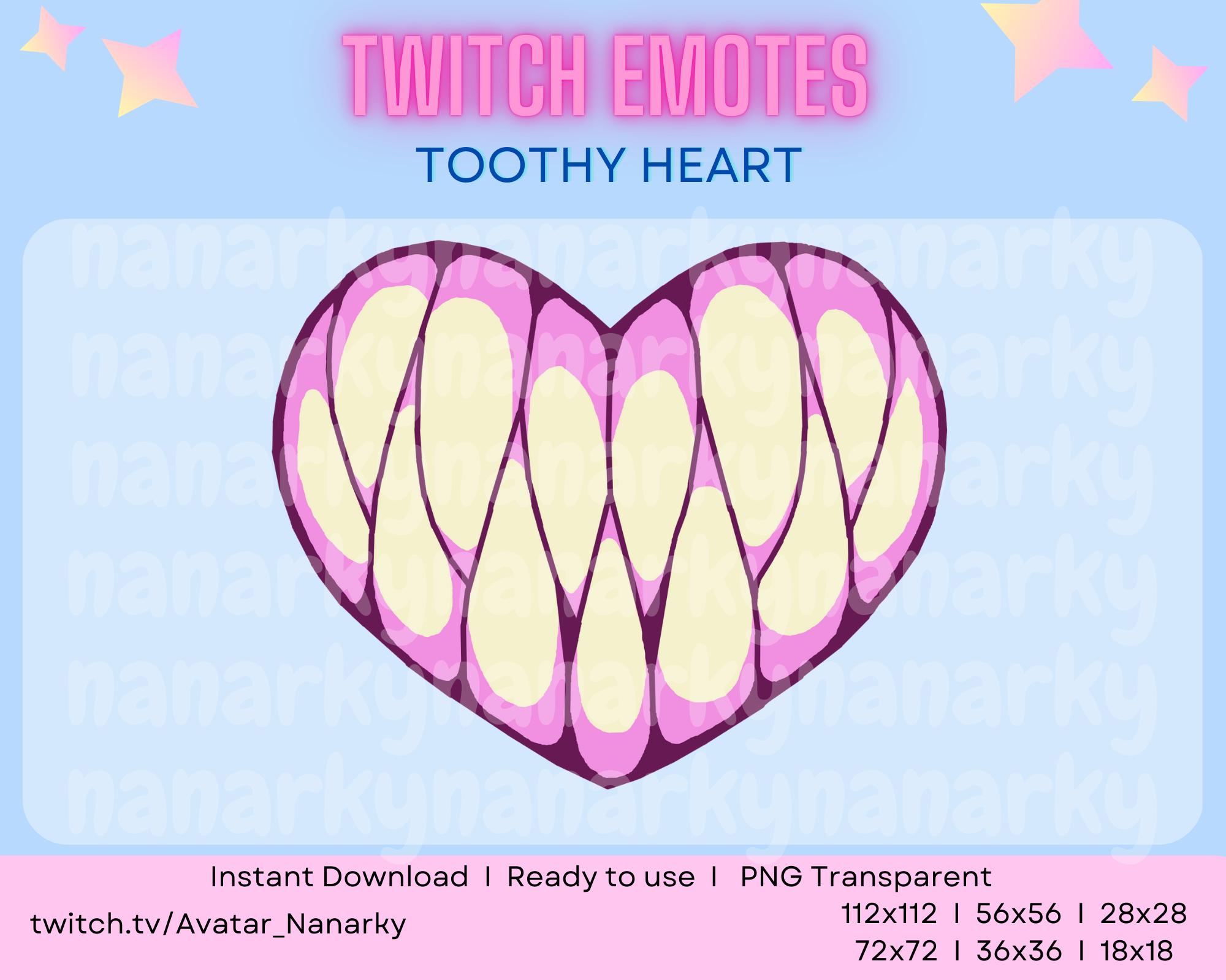 Toothy Heart Emote | Cute and Quirky Teeth Emoji for Twitch & Discord ...