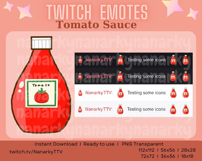 Cute Sauce Emotes for Discord & Twitch | Tomato Sauce | Food-themed ...