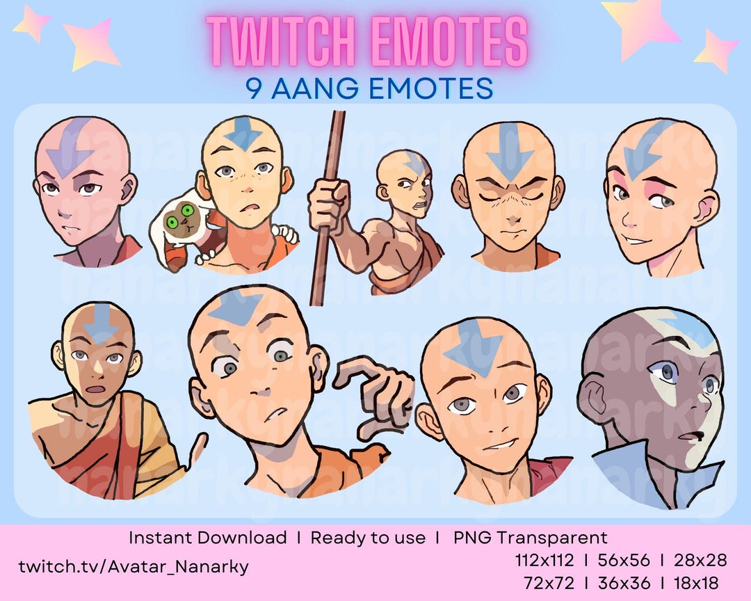 Avatar Aang Emote Pack Expressive Airbender Faces, Avatar the Last ...