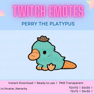 Perry the Platypus Twitch Emote Kawaii Chibi Style Emote for Streamers ...
